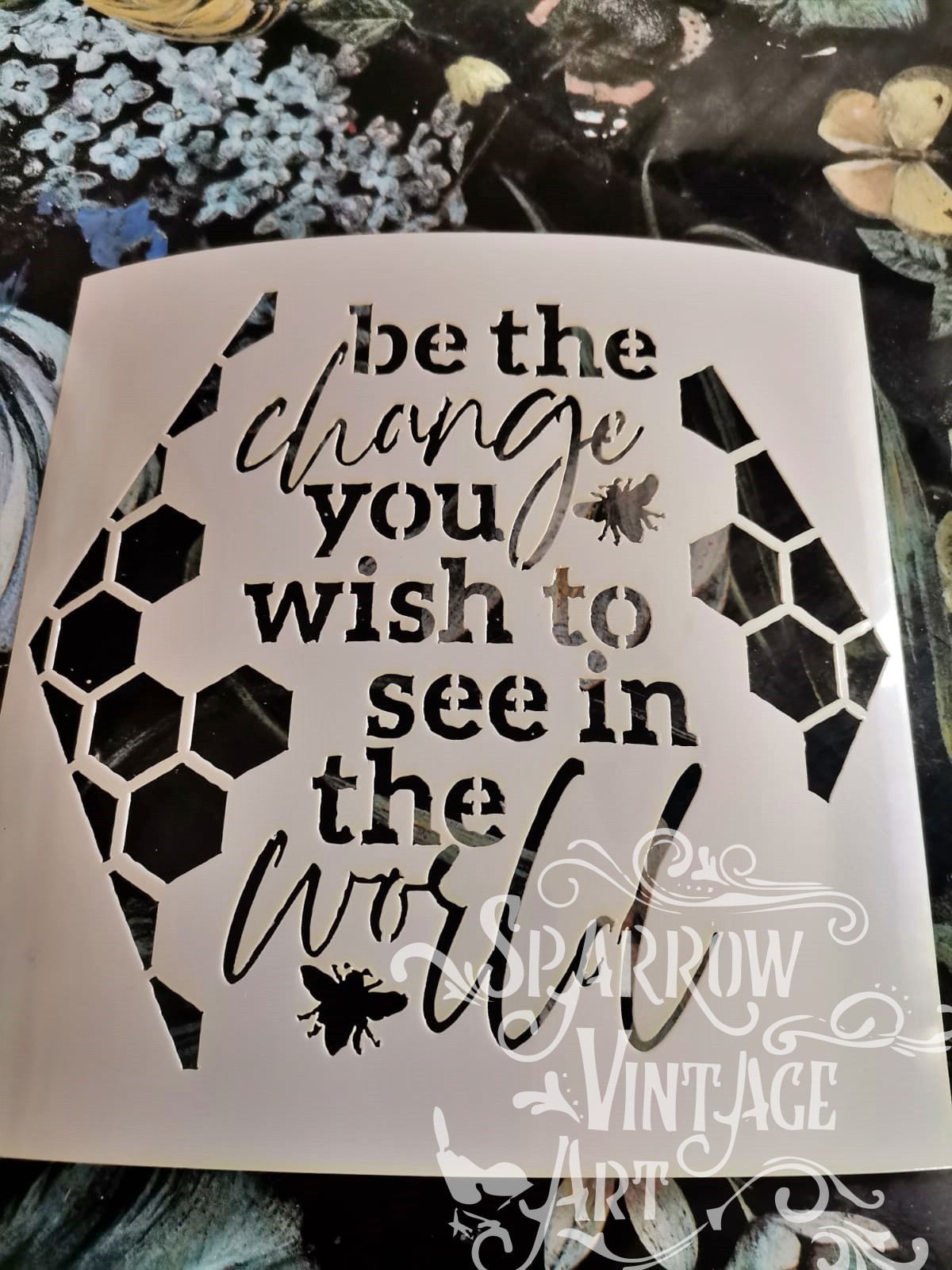 Be the change (Bee Hive) – Stencil - Sparrow Vintage Art