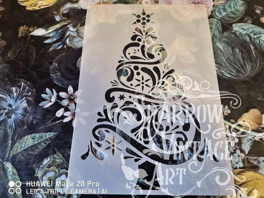 Christmas Scroll Tree - Sparrow Vintage Art