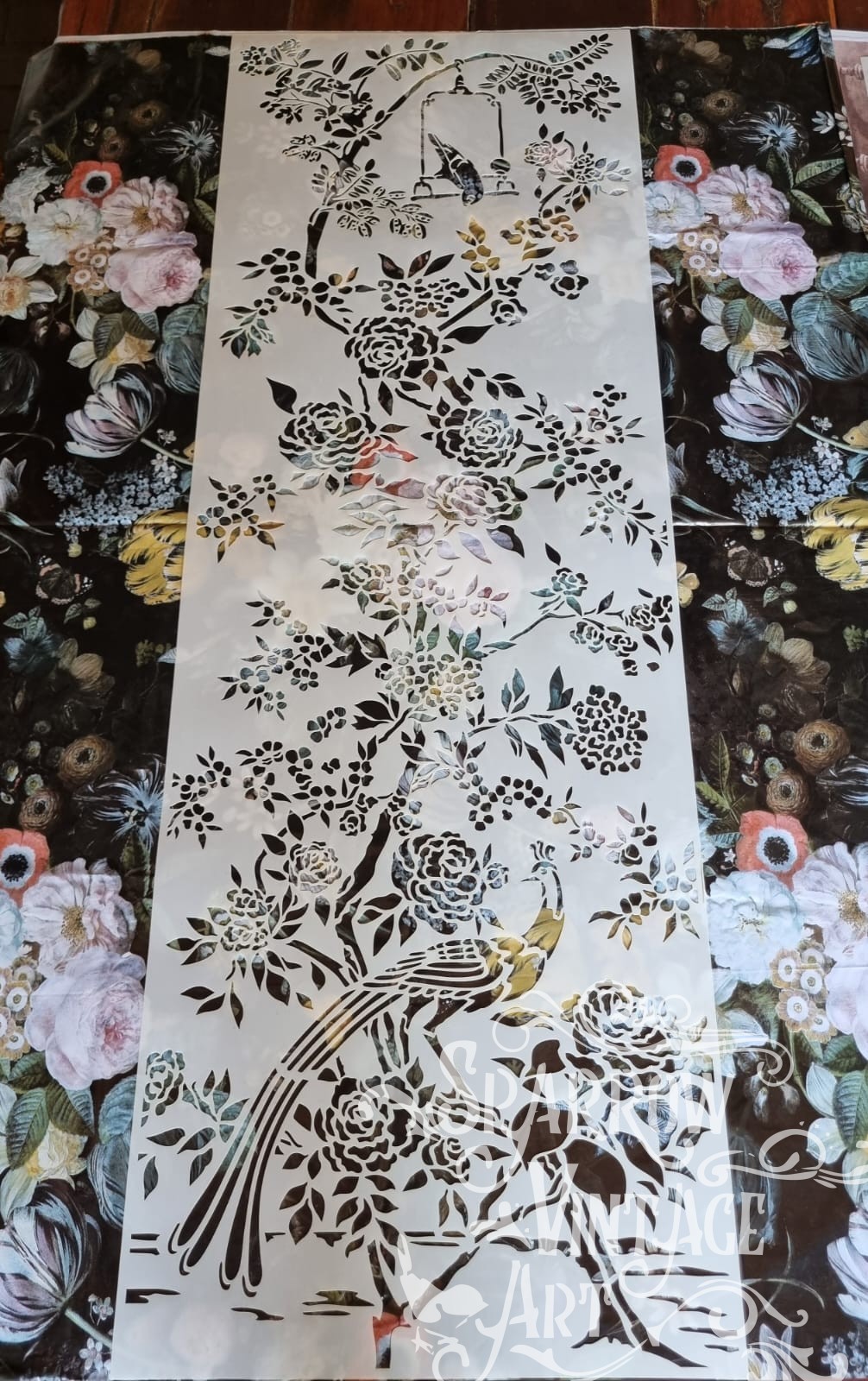 Chinionese Rose Vine – Stencil - Sparrow Vintage Art