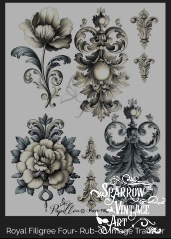 Royal Filigree Four – Rub on Image Transfer - Sparrow Vintage Art