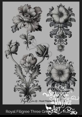Royal Filigree Three Greyscale – Rub on Image Transfer - Sparrow ...